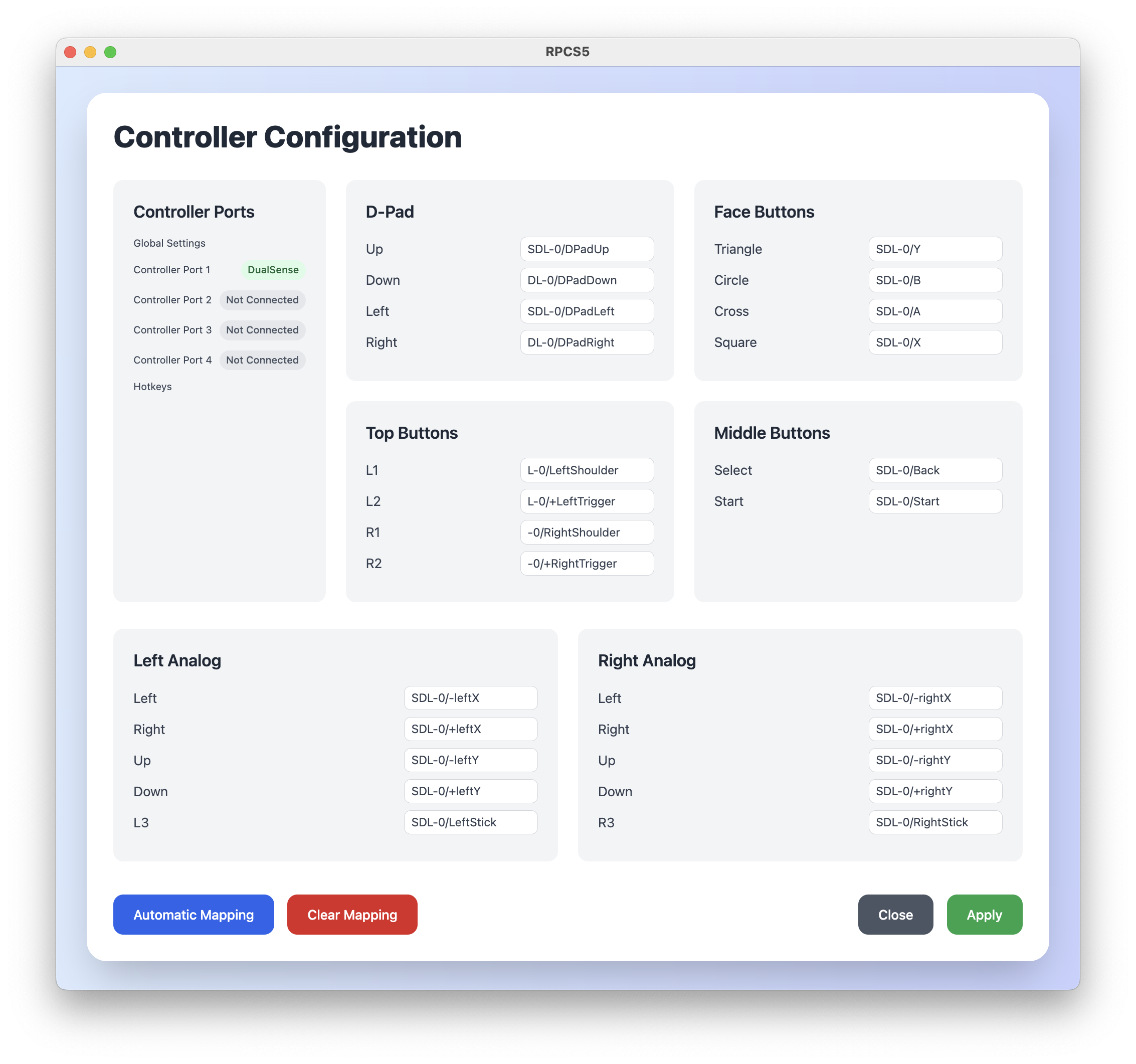 Controller Configuration - RPCS5