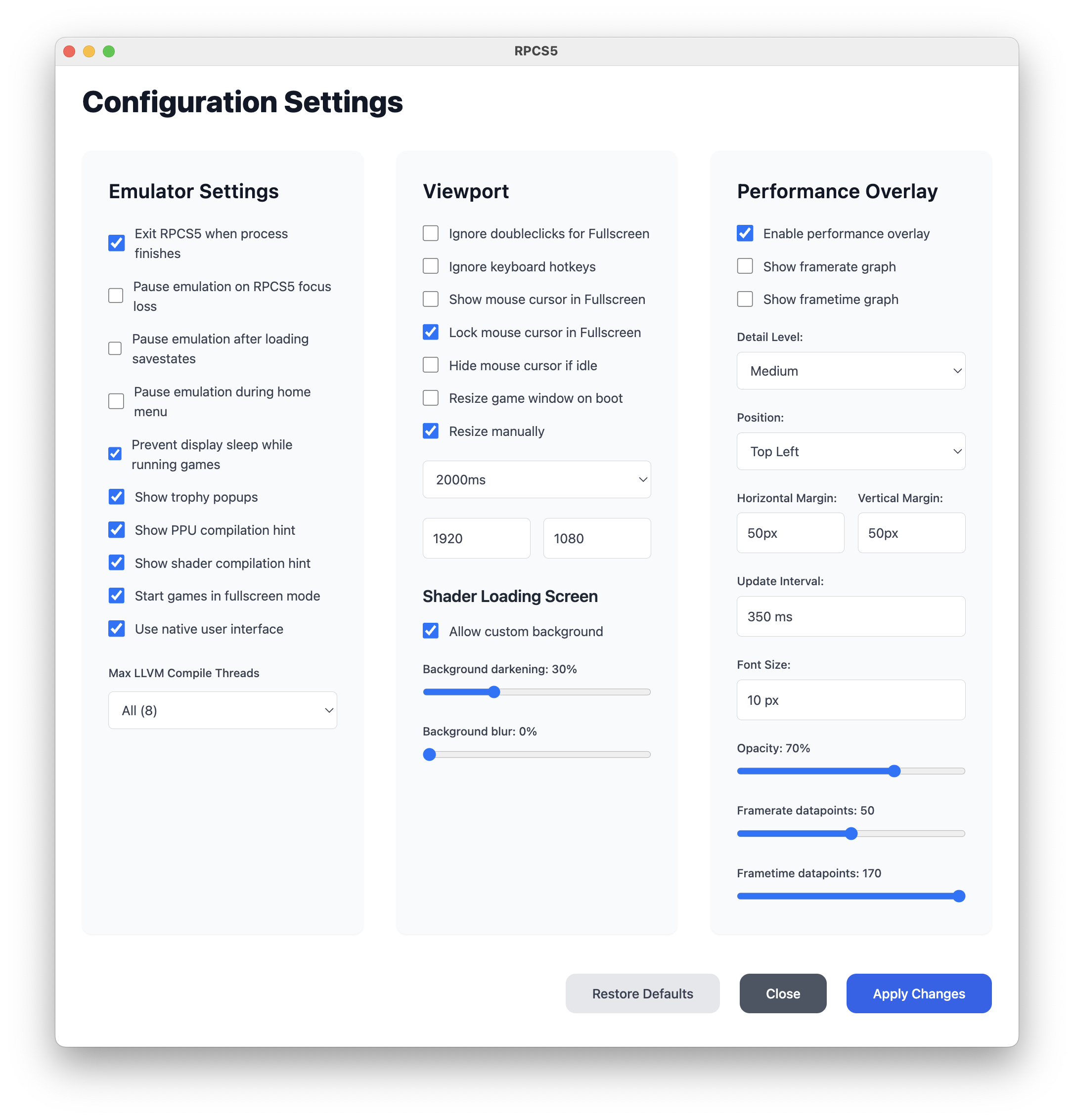 Emulation Configuration - RPCS5